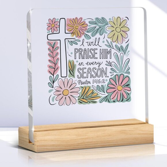Accents | Biblical Acrylic Sign Decoration W Wood Base | Poshmark